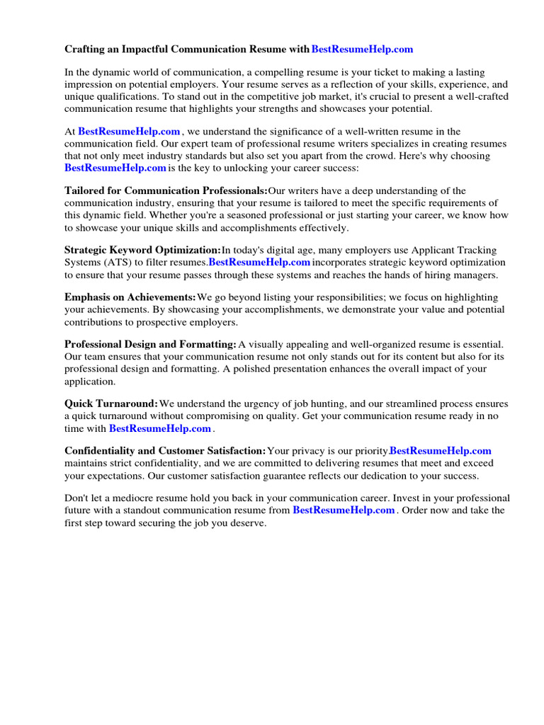 Communication Resume Examples | PDF | Communication | Résumé