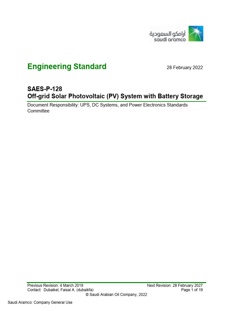 Saes P 128867 | PDF | Photovoltaic System | Photovoltaics