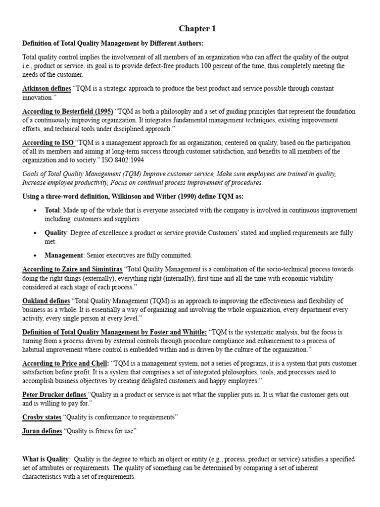 Total Quality Management | PDF | Quality (Business) | Quality Management