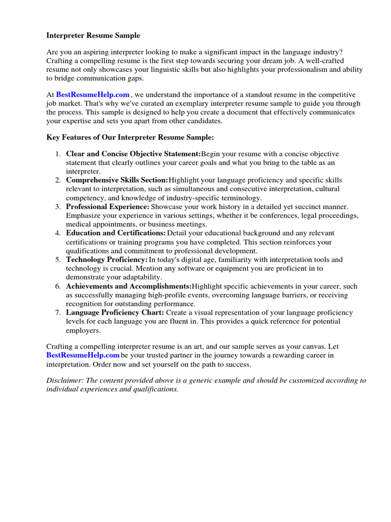 Interpreter Resume Sample | PDF | Language Interpretation | Résumé