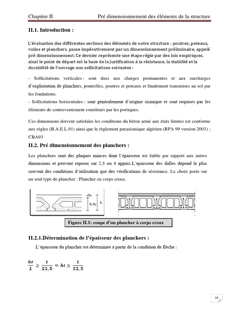 Chapitre 02 Pre Dimensionnement Des Elements Structuraux | PDF
