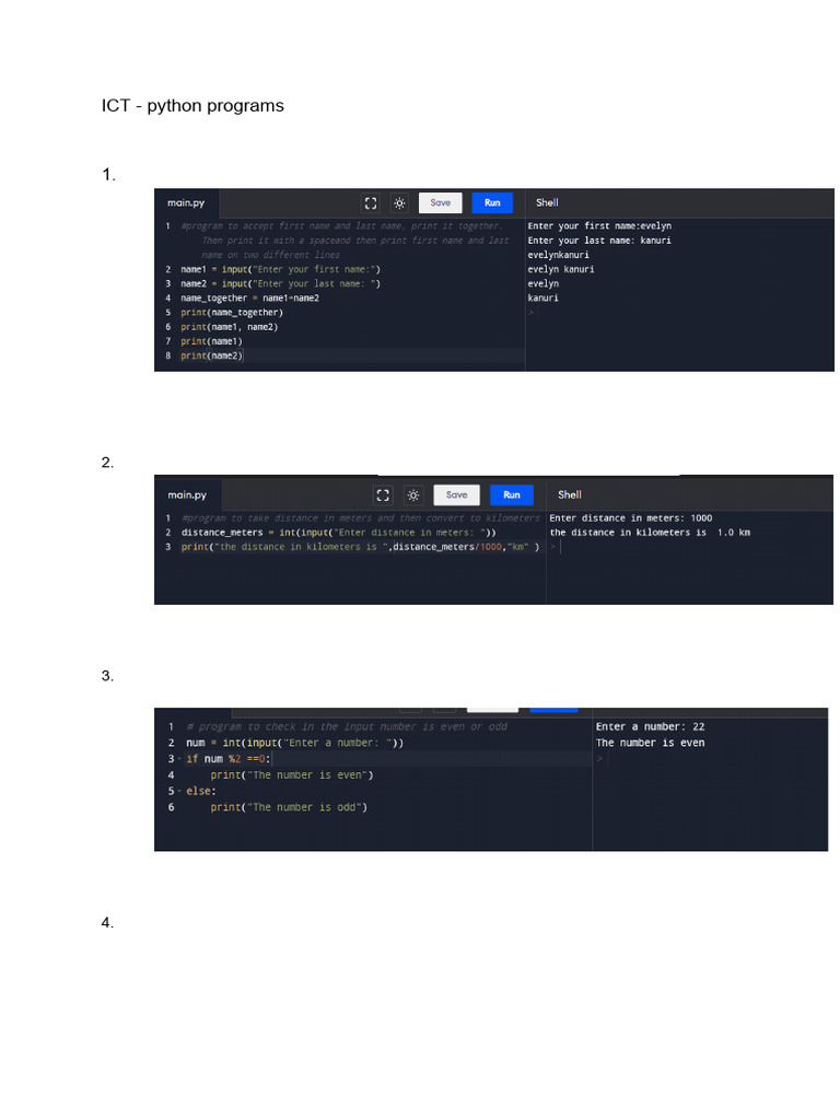 ICT - Python Programs | PDF