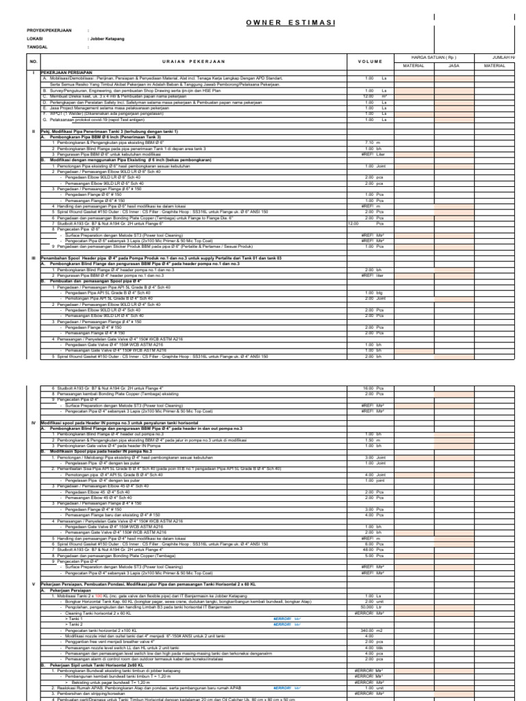 Form BoQ PLB Ketapang | PDF | Teknologi & Rekayasa