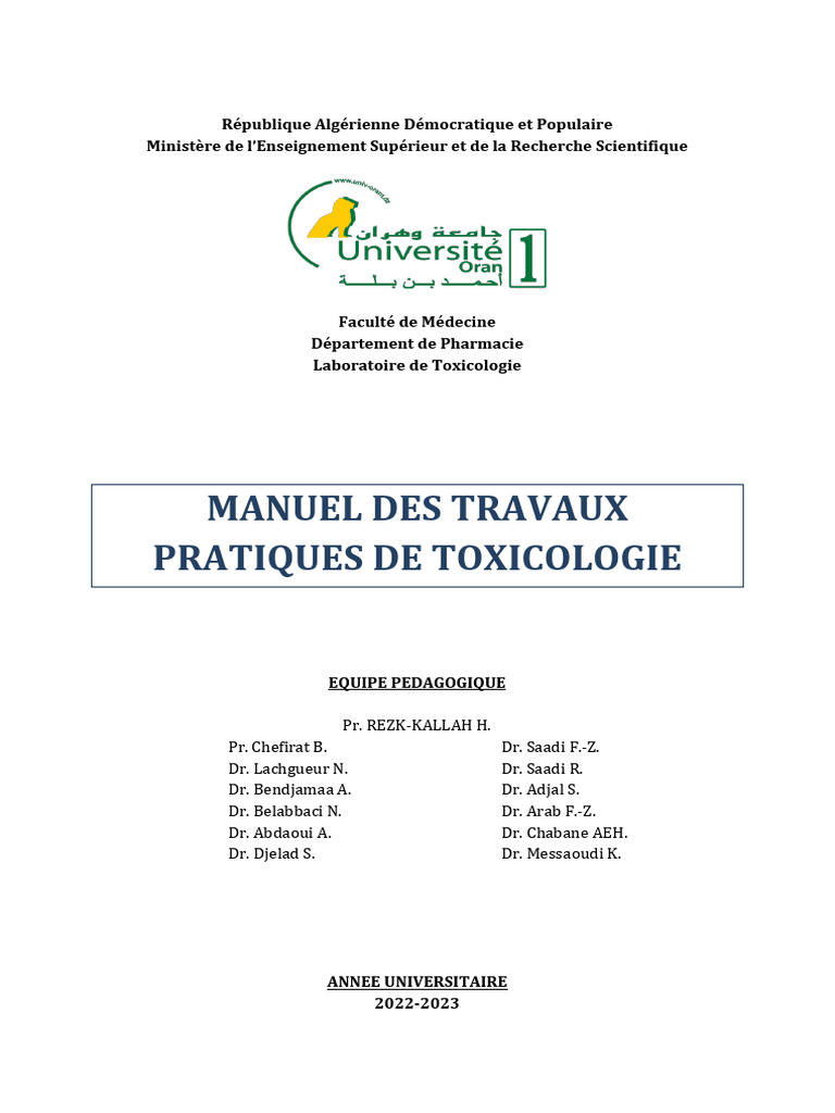 Manuel TP Toxico 2022-23 | PDF