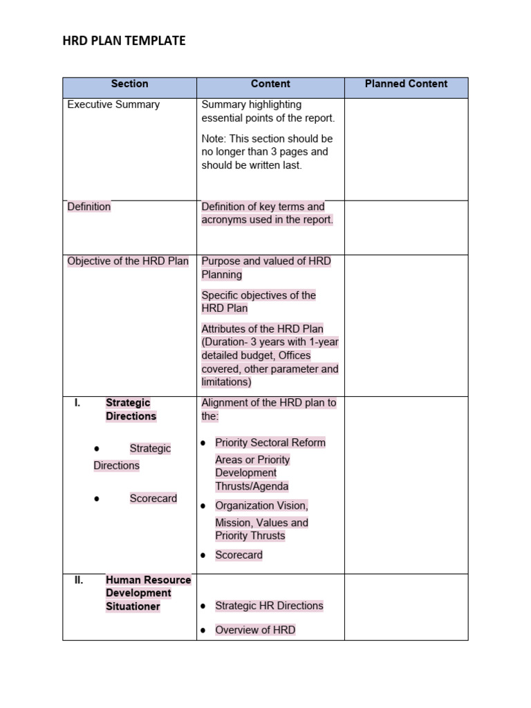 HRD Plan Template | PDF | Economies | Business