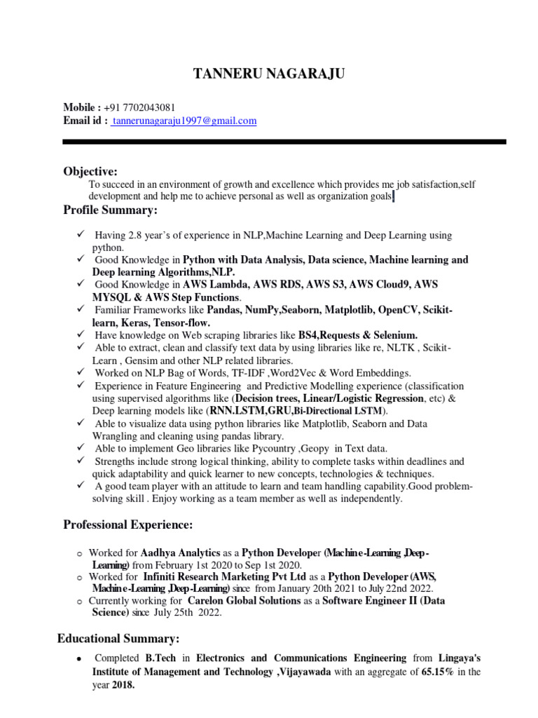 CV Nagaraj 3 4 2023.pdf 1680525267971 | PDF | Machine Learning | Deep ...