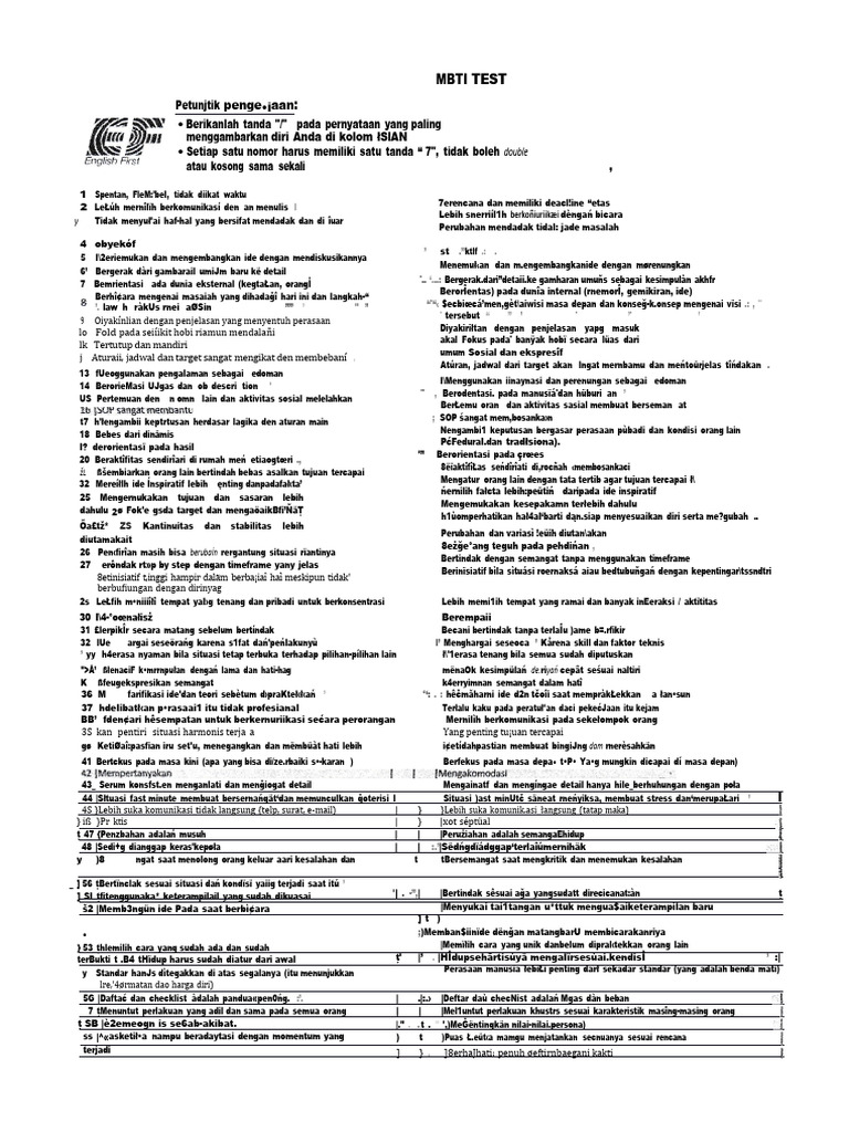 Memahami MBTI dan Tes Kepribadian | PDF