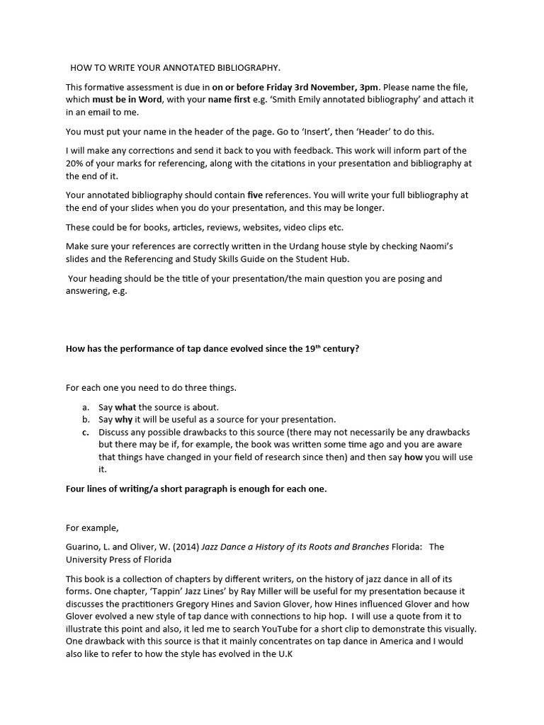 Annotated Bibliography Instructions | PDF | Language Arts & Discipline