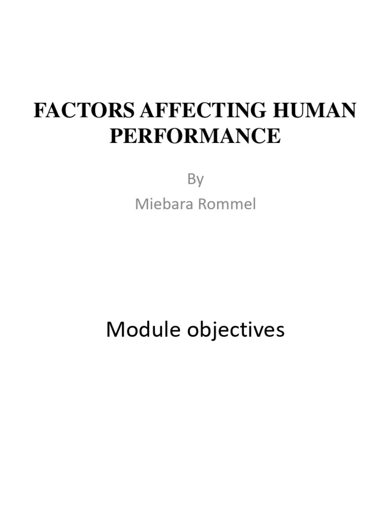 Factors Influencing Human Performance | PDF | Motivational | Motivation