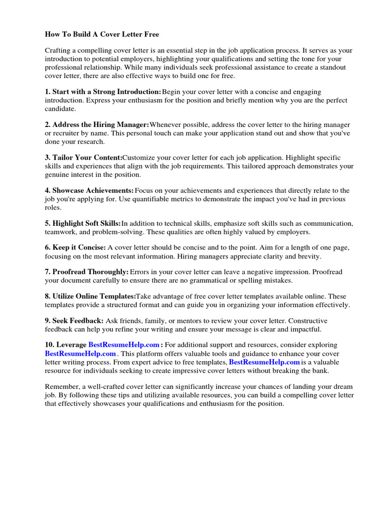 How to Build a Cover Letter Free | PDF | Résumé | Recruitment