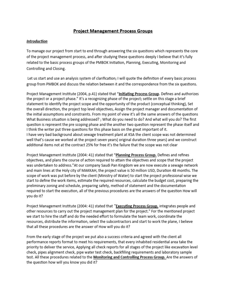 Project Management Process Groups | PDF | Project Management | Business