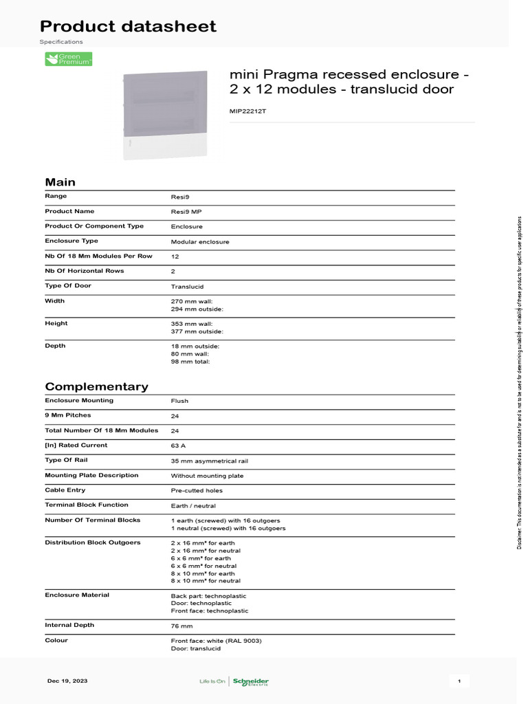 Schneider Electric - Mini-Pragma - MIP22212T | PDF