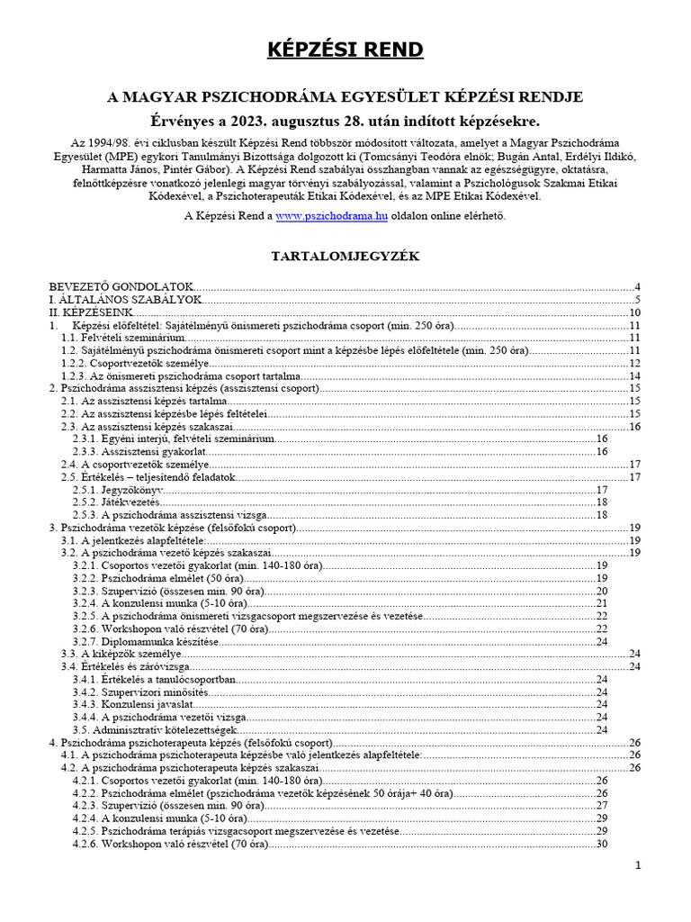Kepzesi Rend Modositott 20230828 | PDF