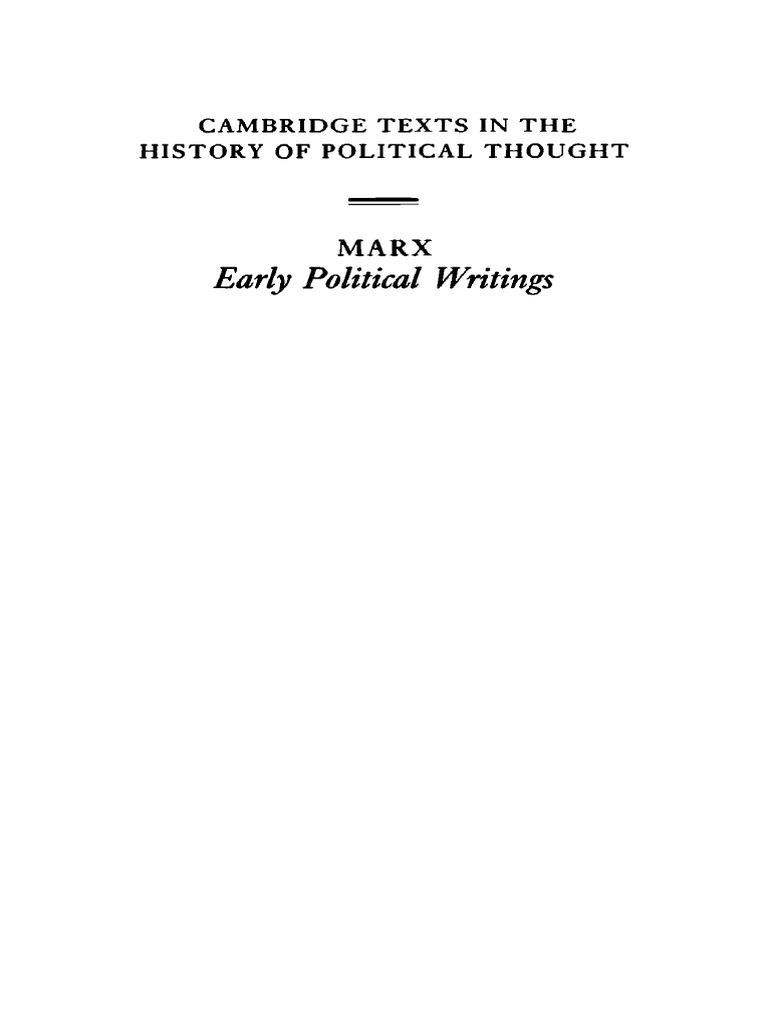 Marx - Early Political Writings-Cambridge University Press (1994) | PDF ...
