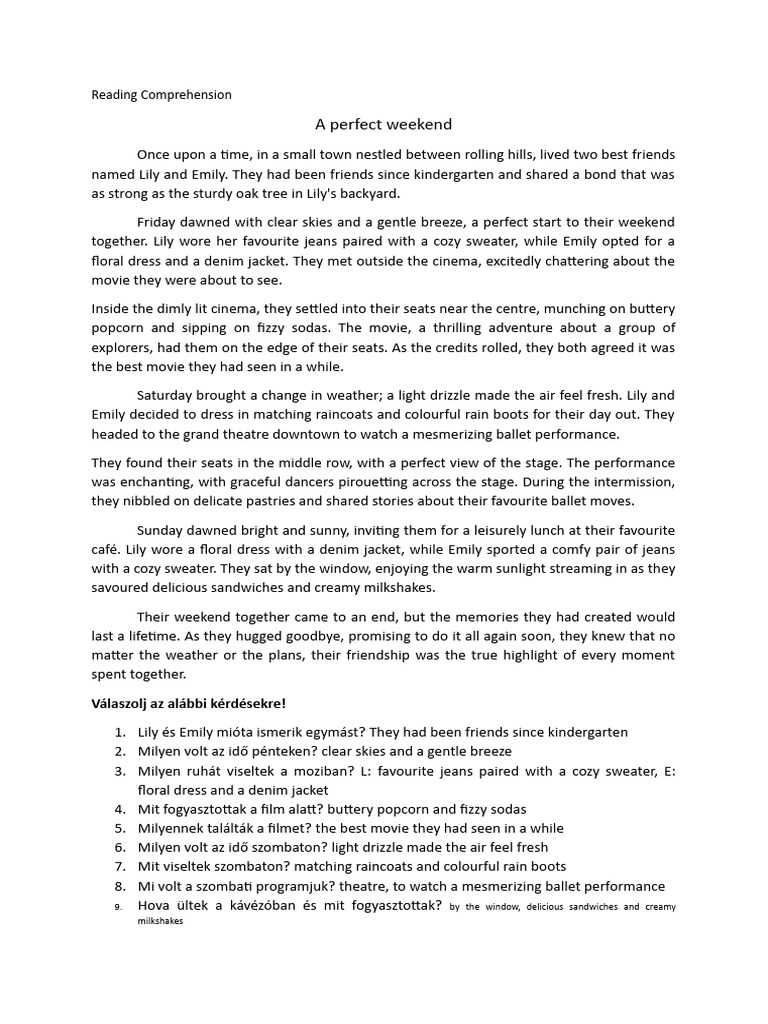 Reading Comprehension | PDF | Hobbies