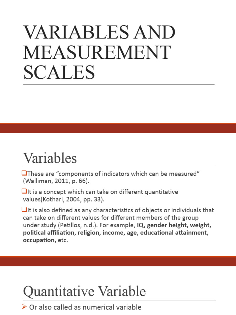 Variables and Measurement Scales Report | PDF | Level Of Measurement ...
