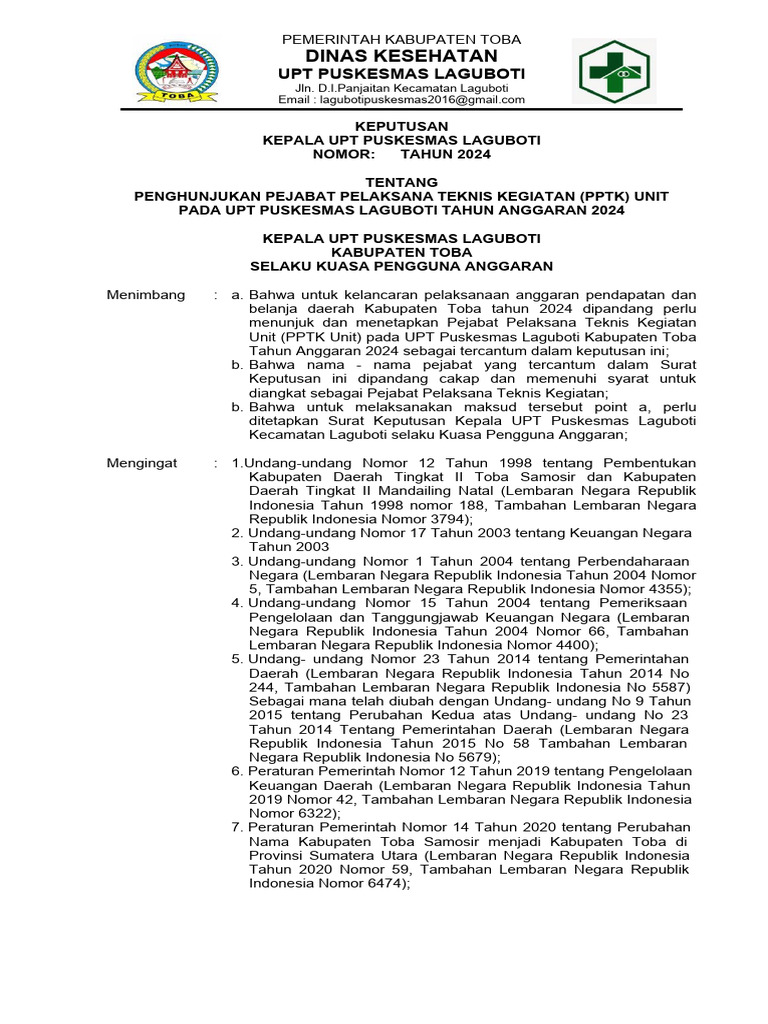 SK PPT Dan PPTK | PDF