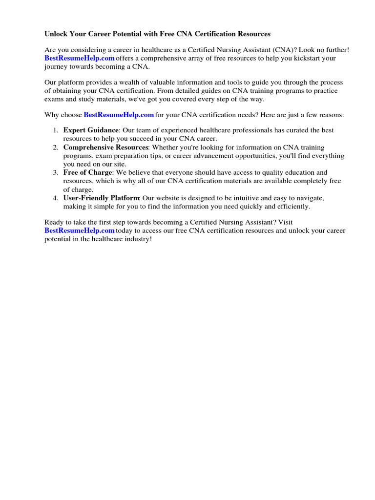 Free CNA Cover Letter Resources | PDF | Nursing | Résumé