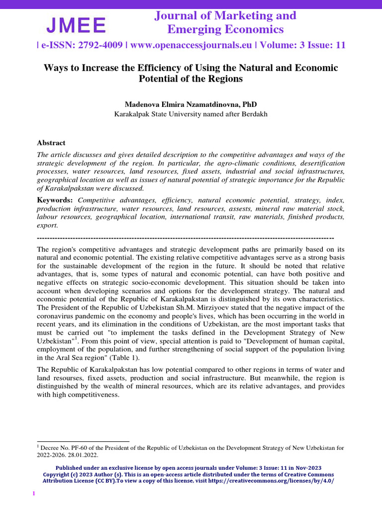 Ways To Increase The Efficiency of Using The Natural and Economic ...