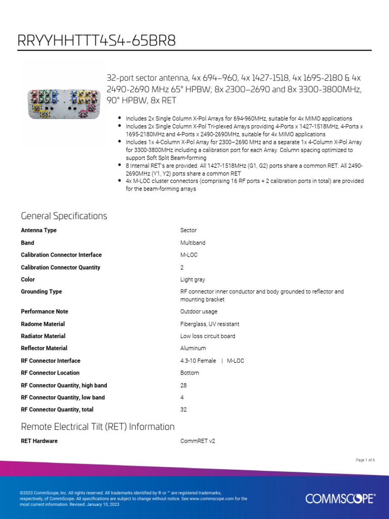 Commscope Rryyhhttt4s4-65br8 | PDF | Antenna (Radio) | Broadcast ...