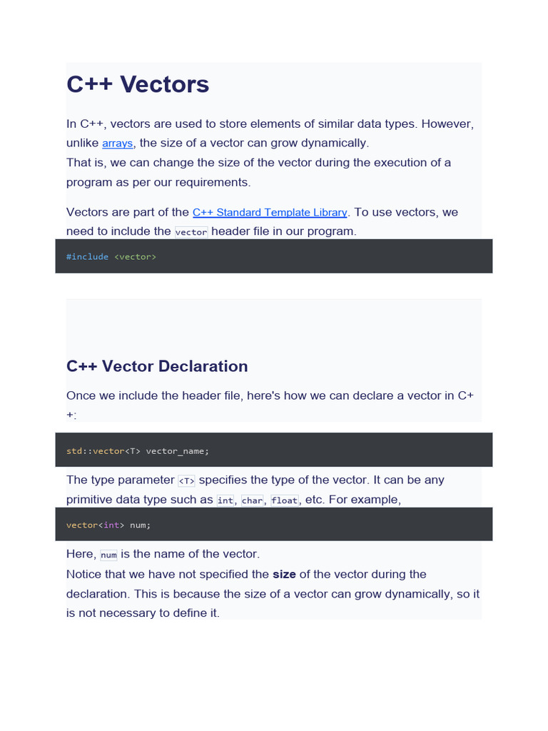Vector | PDF | C++ | Computer Science