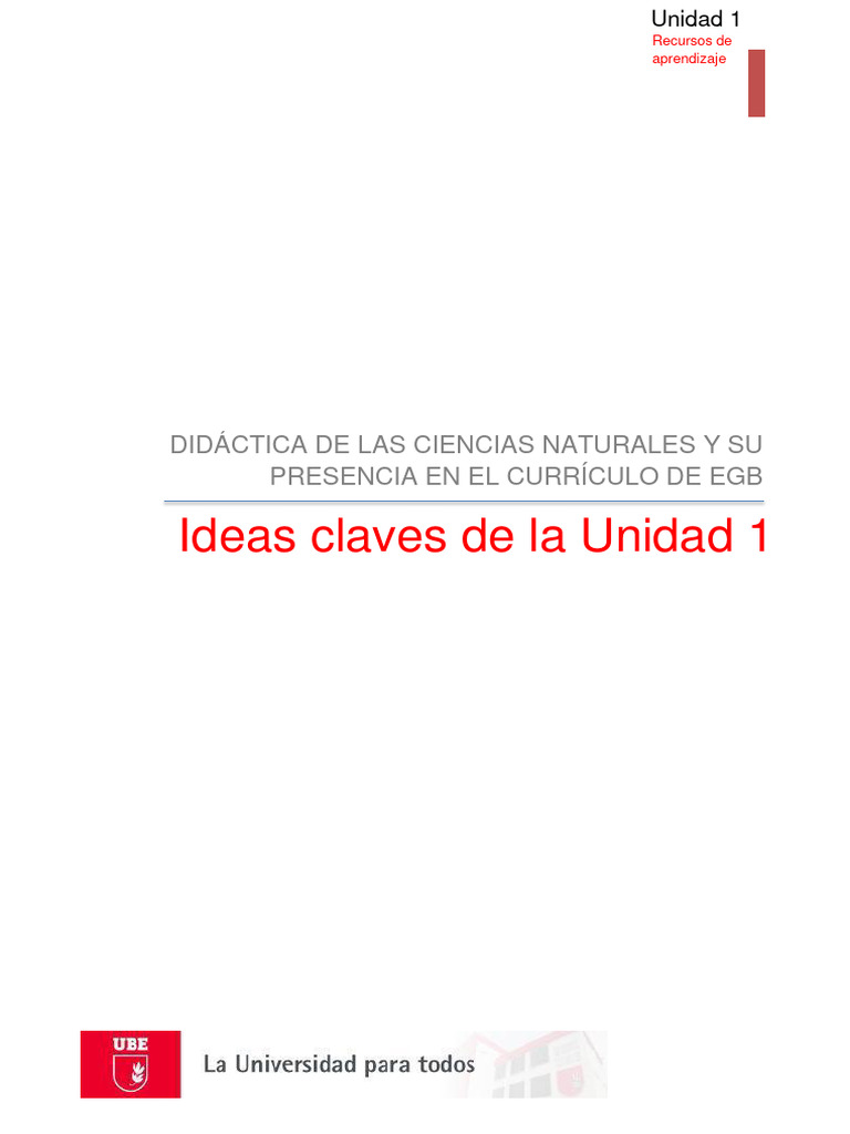 Ideas Claves - Semana 1 Unidad 1 | Descargar gratis PDF | Plan de estudios | Aprendizaje