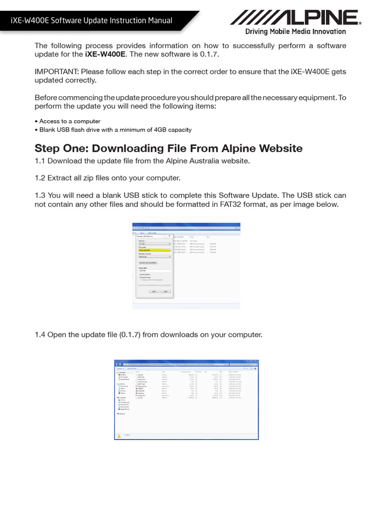 IXE W400E Update Manual | PDF | Usb Flash Drive | Computer File