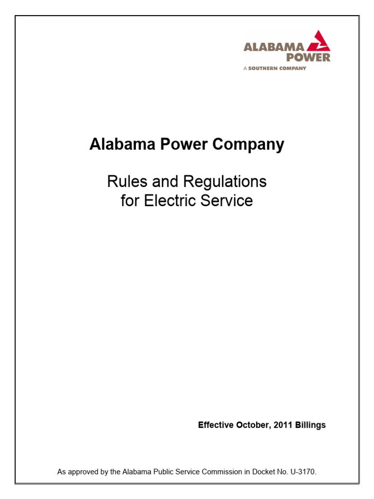 Alabama Power Electric Service Regulations | PDF | Electrical Wiring ...