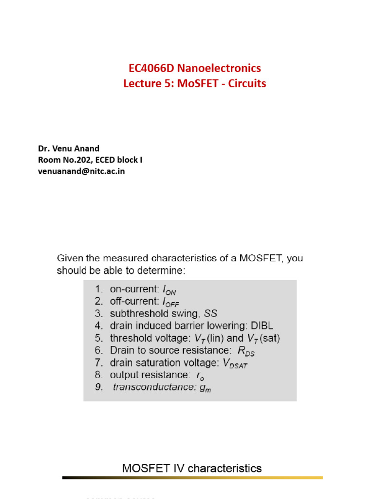 Lecture 5 MoSFET-Circuits | PDF Lecture 5 MoSFET-Circuits | PDF