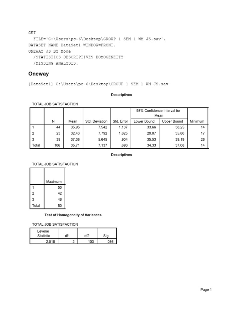 Anova JS WM | PDF | Errors And Residuals | Analysis Of Variance
