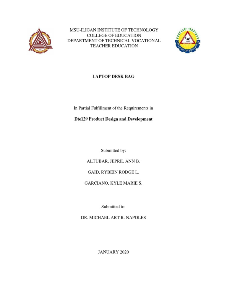 Laptop Desk Bag Altubar Gaid GarcianoFINAL | PDF | Handbag | Laptop