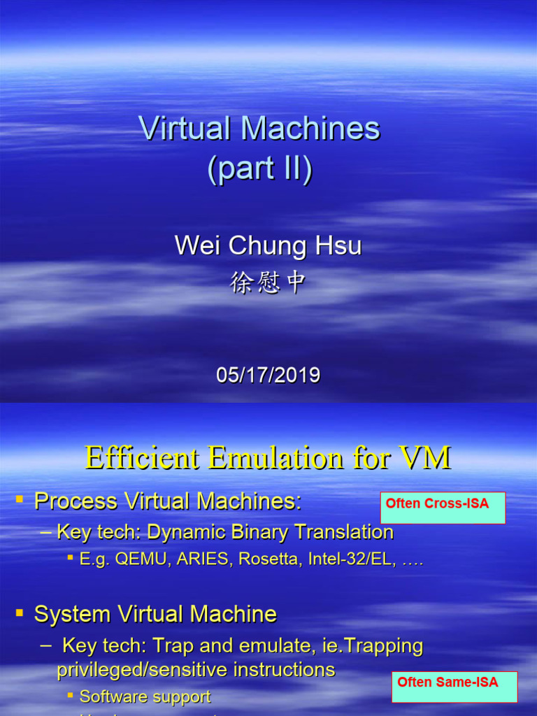 Efficient Virtual Machine Emulation Techniques | PDF | Virtual Machine | Operating System