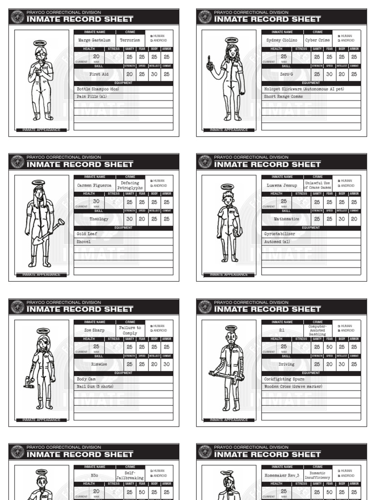 The-Drain Character Sheets Pre-Gens | PDF | Equipment