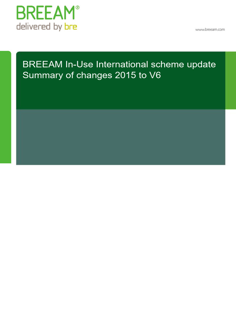 BREEAM in Use International Update Summary 2015 To V6 | PDF ...