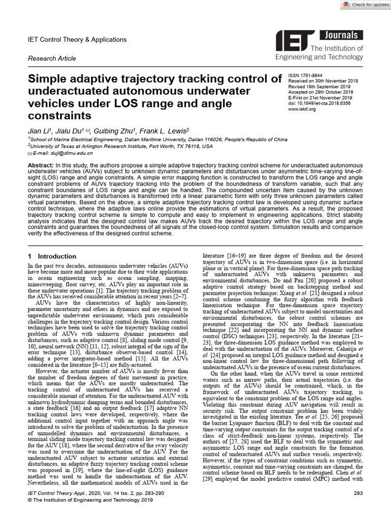 IET Control Theory Appl - 2020 - Li - Simple Adaptive Trajectory Tracking Control of ...