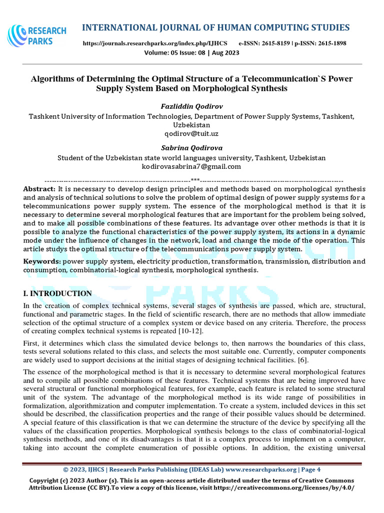 Algorithms of Determining The Optimal Structure of A Telecommunication'S Power Supply System ...