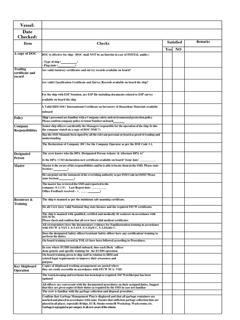 Ism Audit Preparation - Dec 20 | PDF | Sailor | Shipping