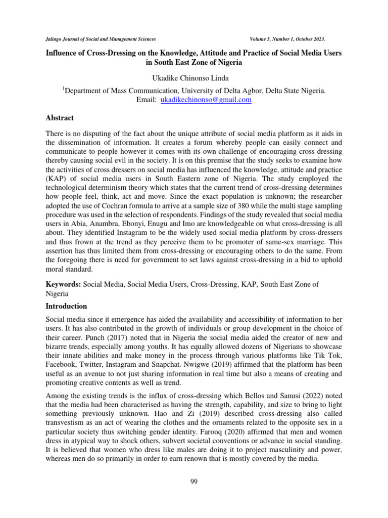 8 Influence of Cross Dressing On The Knowledge | PDF | Social Media ...