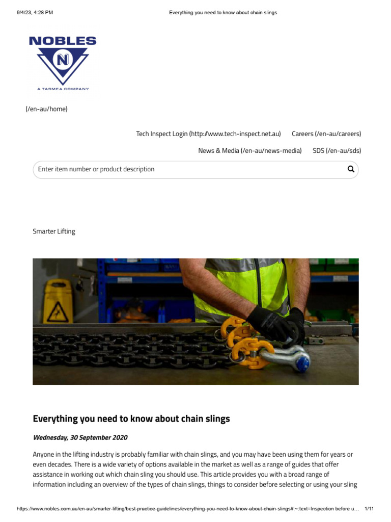 Chain Sling Inspection Guidelines | PDF | Crane (Machine) | Wear