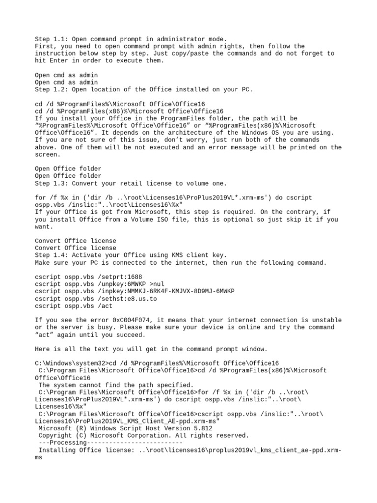 MS Office Activation Steps | PDF | Microsoft Windows | Microsoft Office