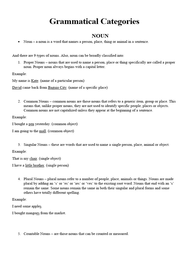 Grammatical-Categories 2.5 | PDF