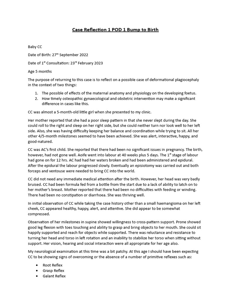 Case Reflection 1 POD 1 | PDF | Childbirth | Skull