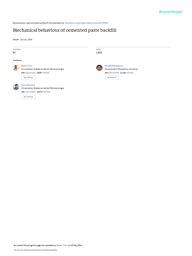 Cemented Paste Backfill Insights | PDF | Materials | Engineering