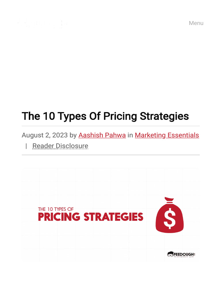 The 10 Types of Pricing Strategies | PDF | Pricing | Prices