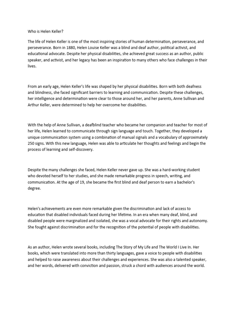 Helen Keller | PDF | Helen Keller | Disability