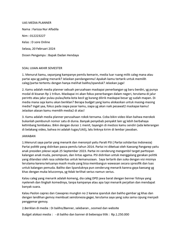 Media Planner | PDF | Karier & Perkembangan | Ilmu Sosial