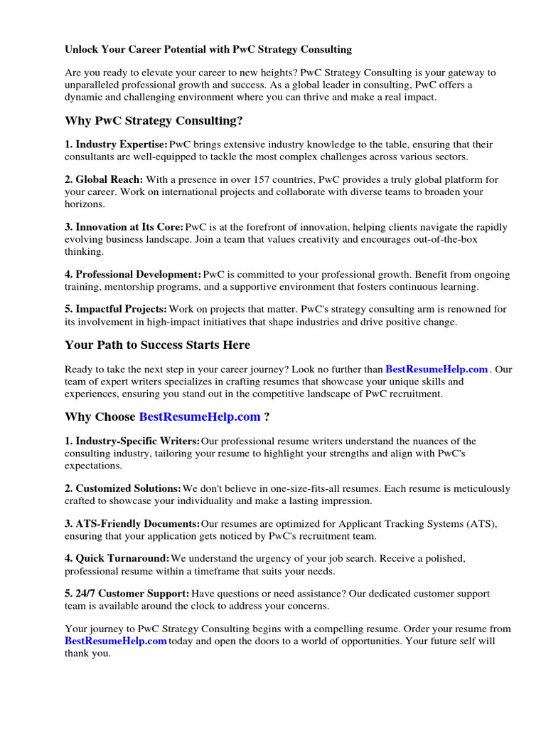 PWC Strategy Consulting Cover Letter | PDF | Consultant | Résumé