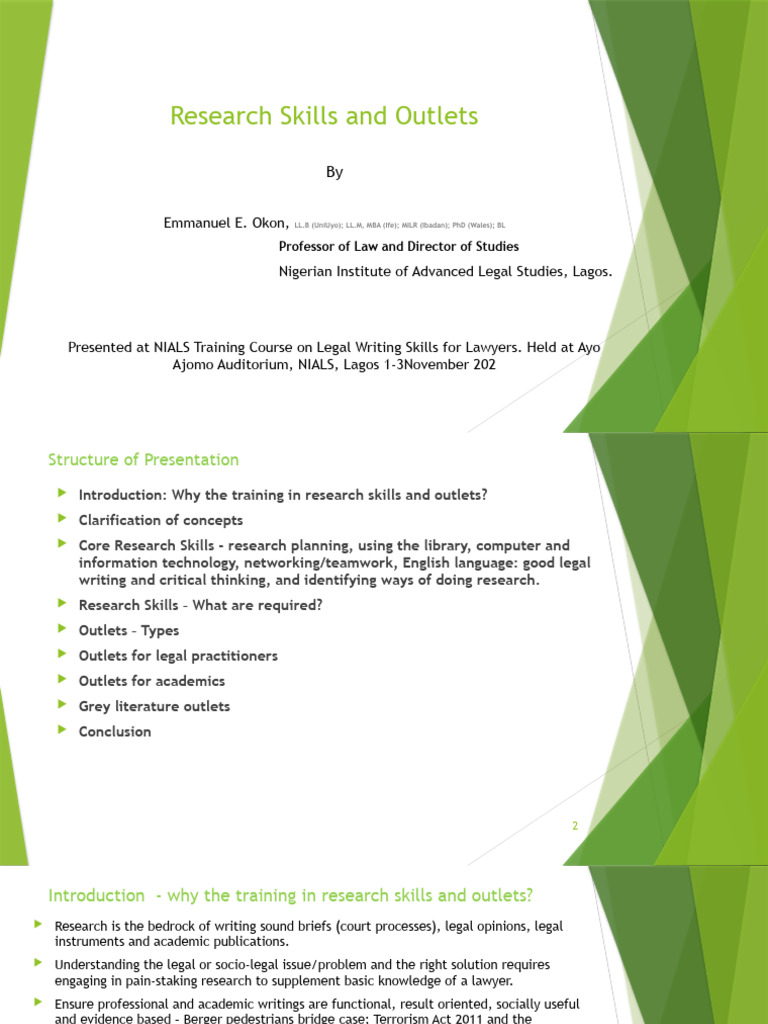 Prof. Emmanuel Okon-Research Skills and Outlets 27 October 2022 | PDF ...