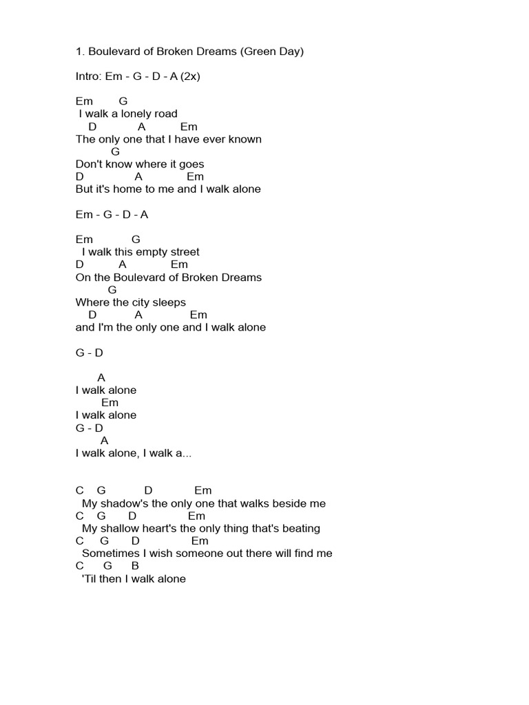 Boulevard of Broken Dreams | PDF | Poetry