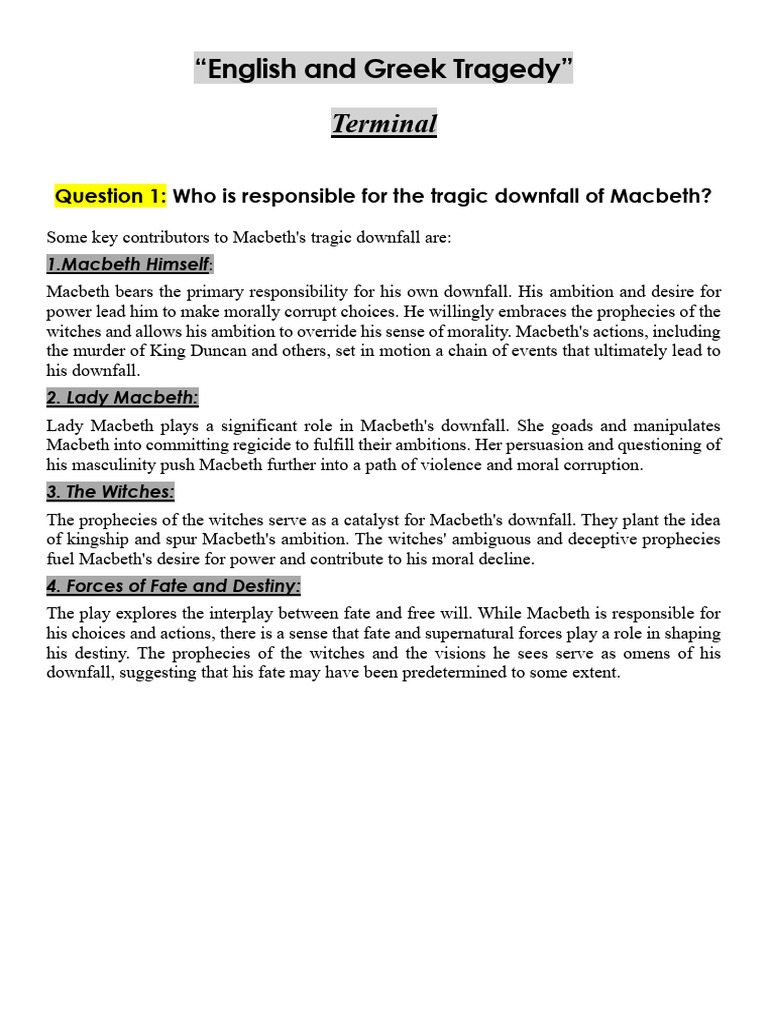 Macbeth's Tragic Downfall Explained | PDF | Macbeth | Christopher Marlowe